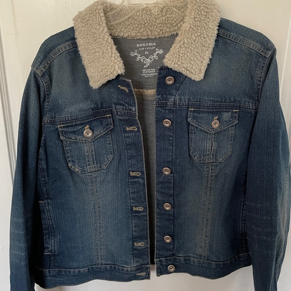 Vintage Sonoma Denim Jacket, Fur Collar - Gem